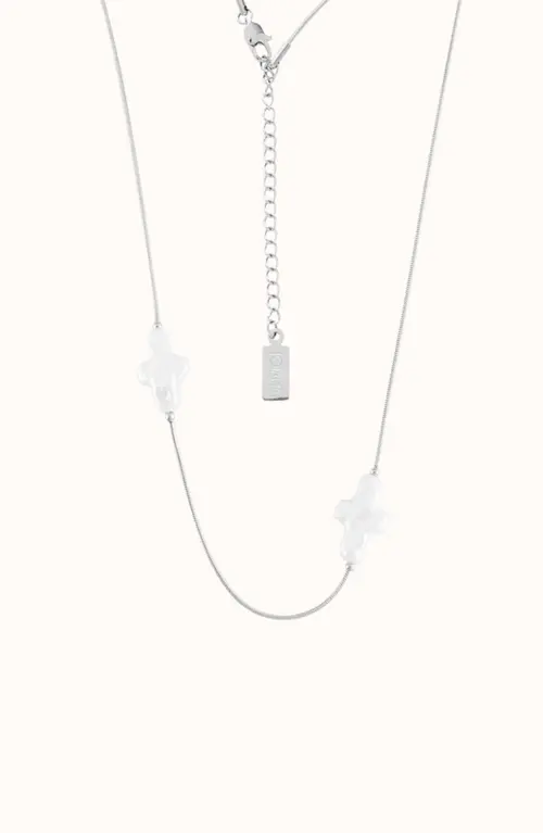 JOIANA JEWELRY Pearl Cross Chain Necklace - White Silver
