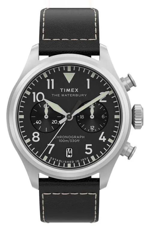 Timex® Waterbury Ace Chronograph Strap Watch - Black