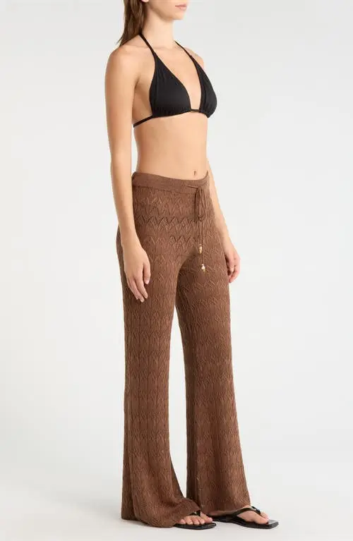 Elan Pointelle Cover-up Pants - Brown
