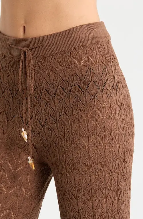 Elan Pointelle Cover-up Pants - Brown
