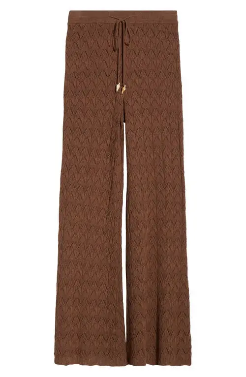 Elan Pointelle Cover-up Pants - Brown