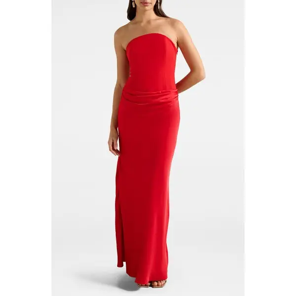 EVER NEW Isra Draped Waist Strapless Gown