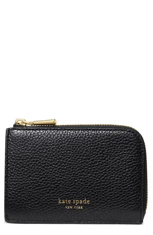 Kate Spade New York Mini Pebble Leather Zip Card Case - Black