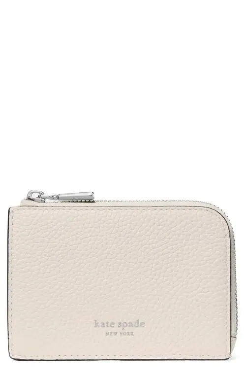 Kate Spade New York Mini Pebble Leather Zip Card Case - Cashew Milk