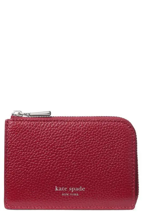 Kate Spade New York Mini Pebble Leather Zip Card Case - Red Jam