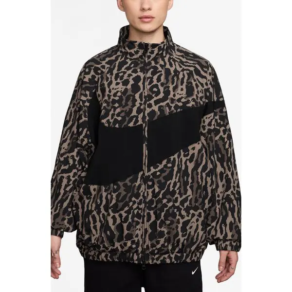 Nike Leopard Print Water Repellent Jacket - 010 Black/black