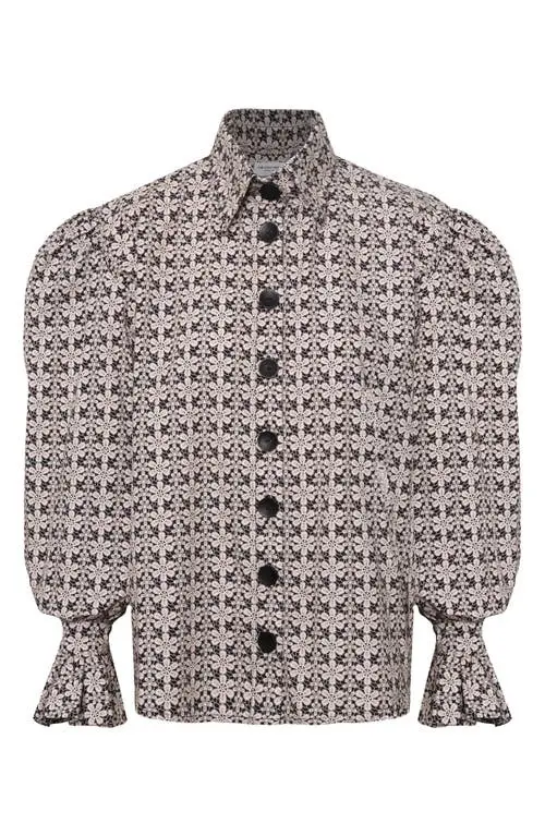 THE LULO PROJECT Sotomayor Puff Sleeve Button-up Shirt
