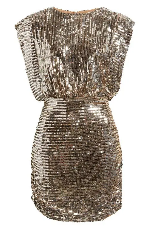 gold sequin stripe dress Two Pieces Gold Sequin Satin Open Back Prom Dresses, Long A-Line Prom –  SofieBridal main image 0