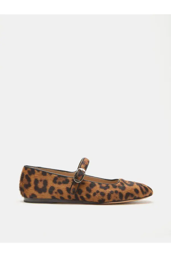 Le Monde Beryl Leopard Calf Hair Mary Janes - Red