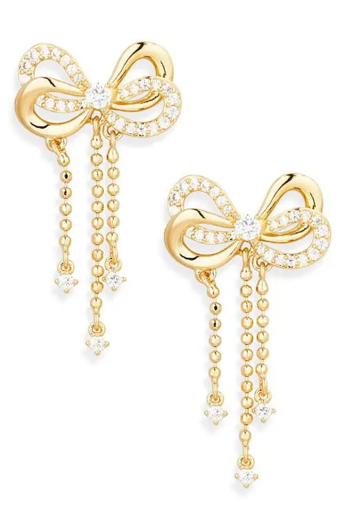 Nadri Bow Drop Earrings - Gold