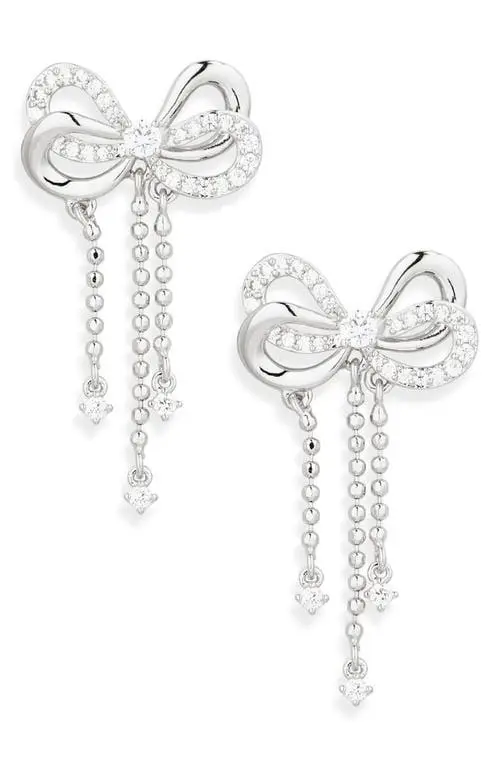 Nadri Bow Drop Earrings - Rhodium