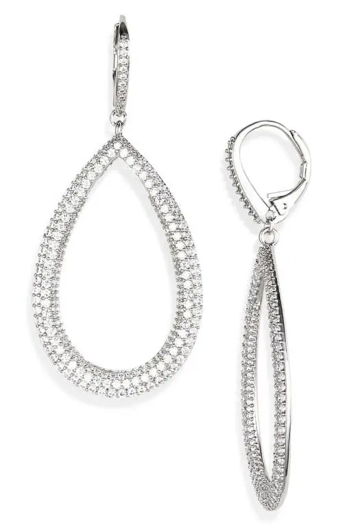 Nadri Crushed Teardrop Earrings - Rhodium