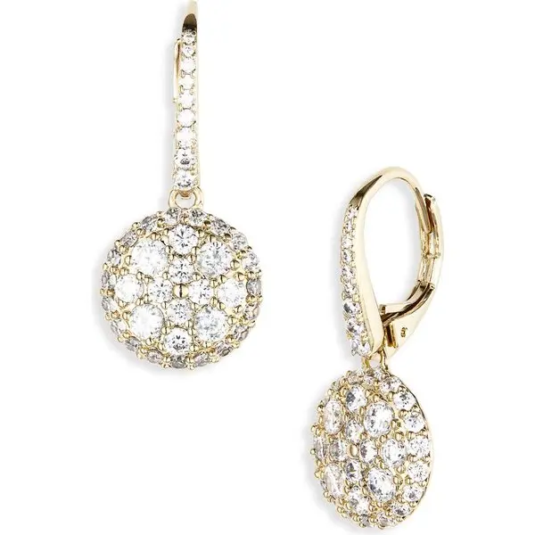 Nadri Crushed Pavé Round Drop Earrings - Gold