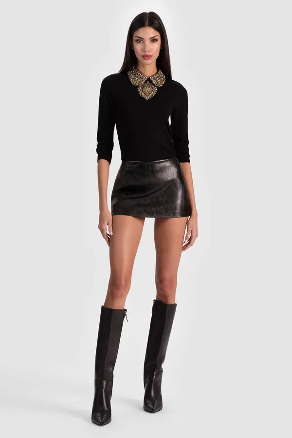 Alice + Olivia Porla Collared Merino Wool Sweater