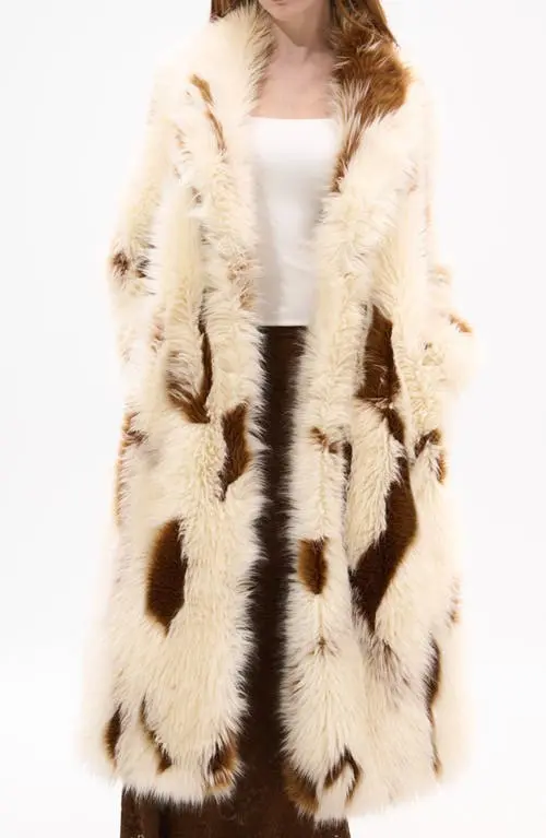 AZALEA WANG Miles Faux Fur Coat - Cream Multi