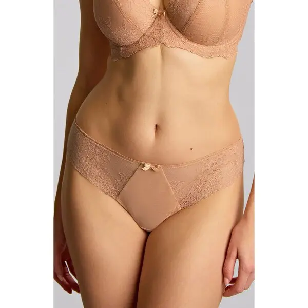 Panache Ana Lace Trim Thong - Honey