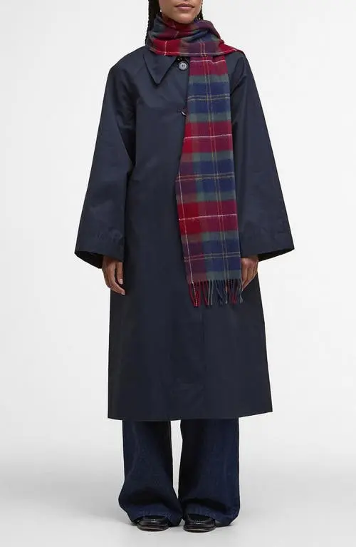 Barbour Tartan Lambswool & Cashmere Fringe Scarf - Winterberry Tartan