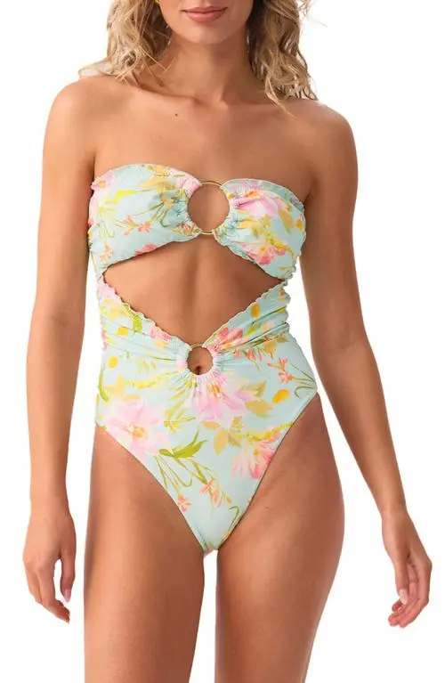 PQ Ring Strapless Cut Out One-piece Swimsuit - Petal Pink