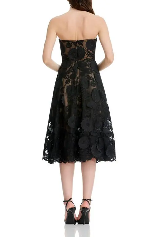 dress the population cosette strapless embroidered midi dress Dress the Population Women's Corset Strapless Midi Dress - Rouge main image 1