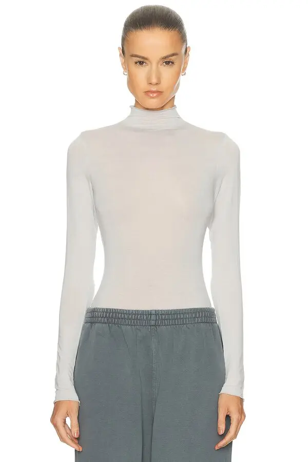 SKIMS Sheer Modal Long Sleeve Turtleneck Bodysuit - Mist