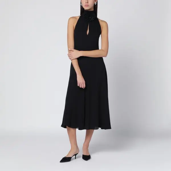 Alaïa Flared Midi Dress With Floral Detail