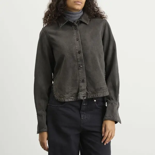 Closed Curved Hem Denim Shirt