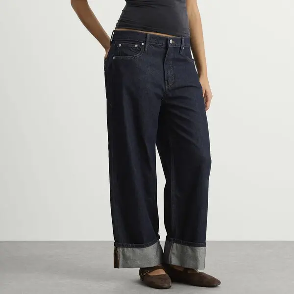 Good American Good Standard Baggy Cuffed Jeans