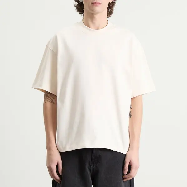 ABOUT:BLANK Mock Neck T-shirt - Oat/black