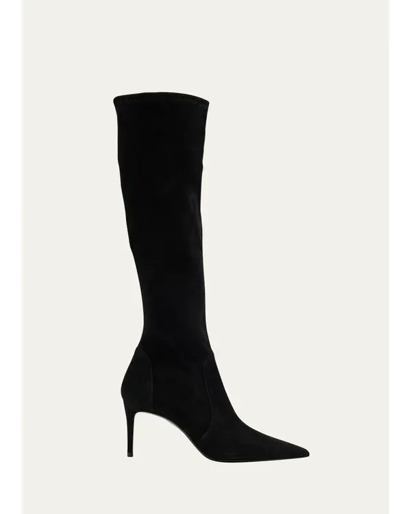 STUART WEITZMAN Suede Knee Boots - Black