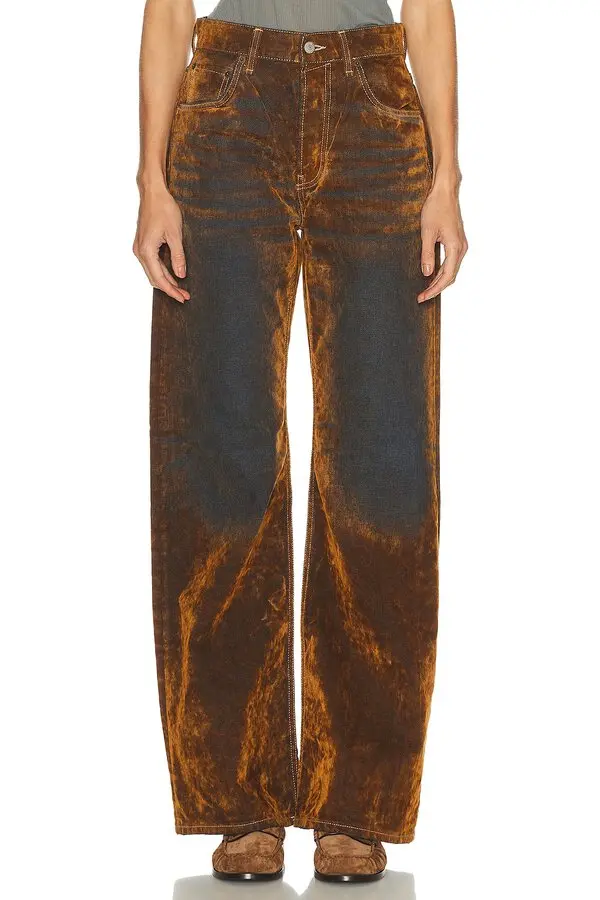 Acne Studios Flocked Wide Leg Trousers - Rust Brown
