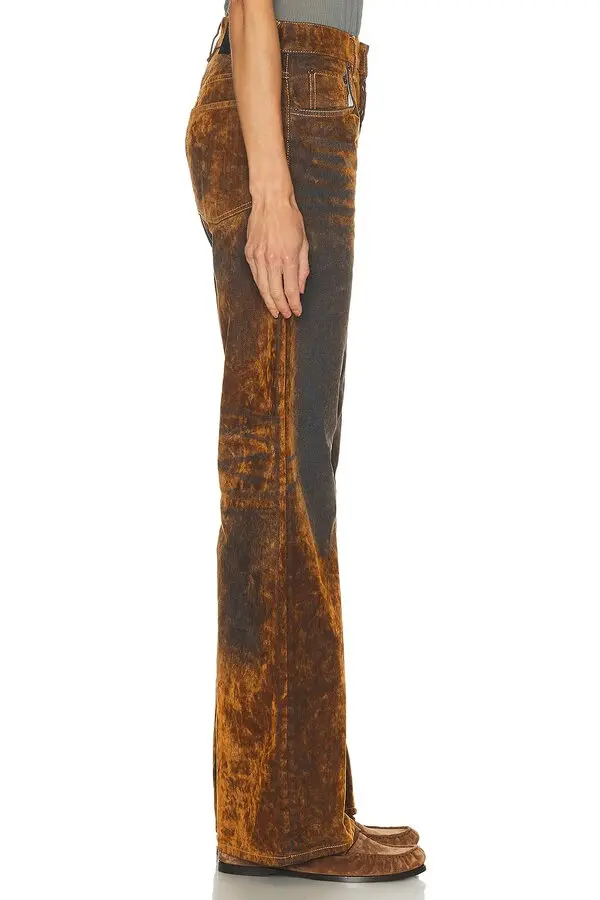 Acne Studios Flocked Wide Leg Trousers - Rust Brown