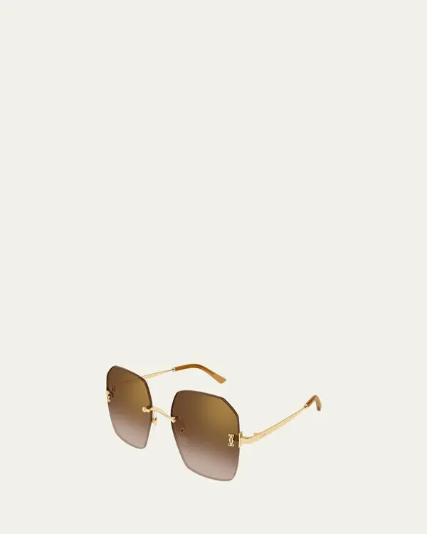 CARTIER C De Rectangular Sunglasses