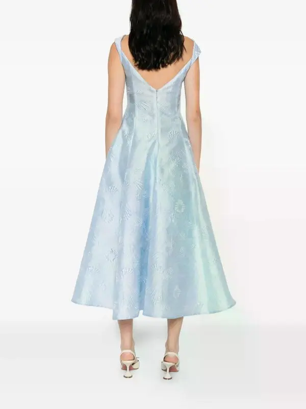 Talbot Runhof Floral-embroidered Dress