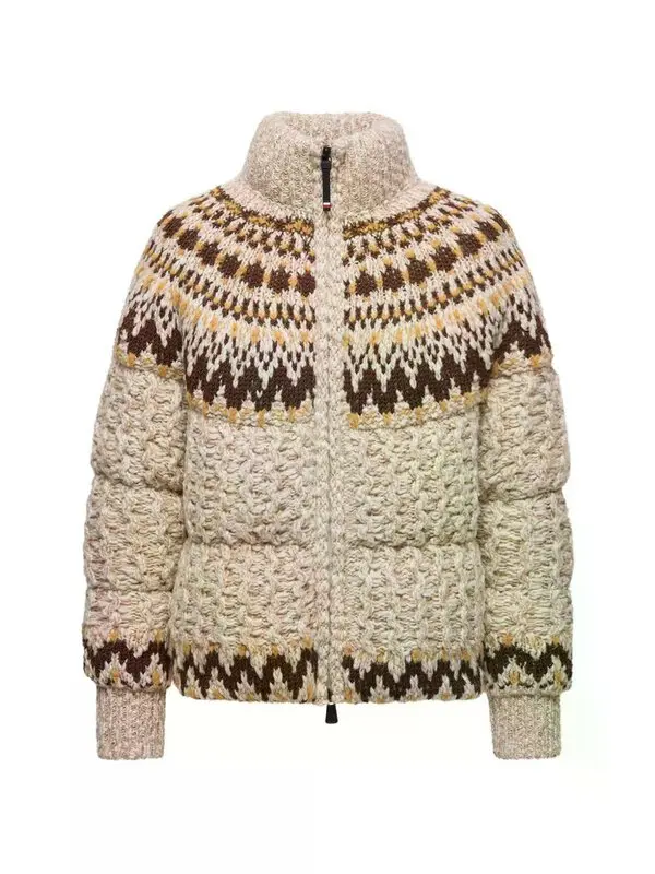 Moncler Patterned Zip Cardigan - Neutrals