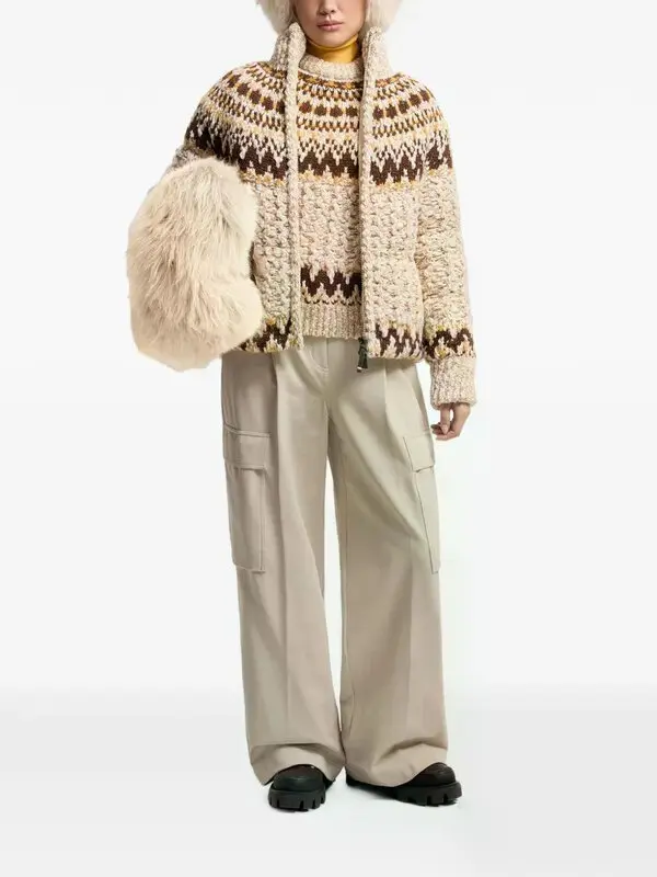 Moncler Patterned Zip Cardigan - Neutrals