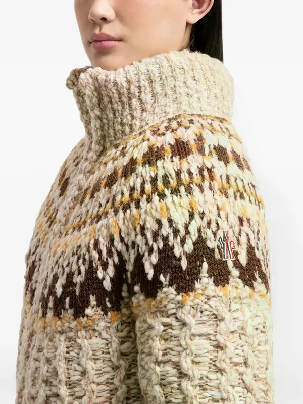 Moncler Patterned Zip Cardigan - Neutrals