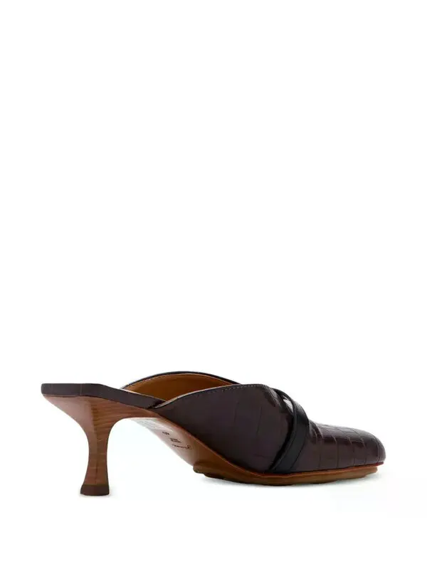 GANNI Embossed Crocodile Effect Mules - Brown