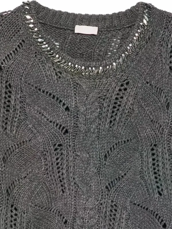 Liu Jo Openwork Embellished Sweater - Grey