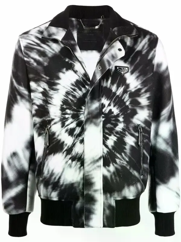 Philipp Plein Tie-dye Print Bomber Jacket - Black