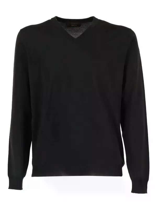 ZANONE V-neck Fine Knit Sweater - Black