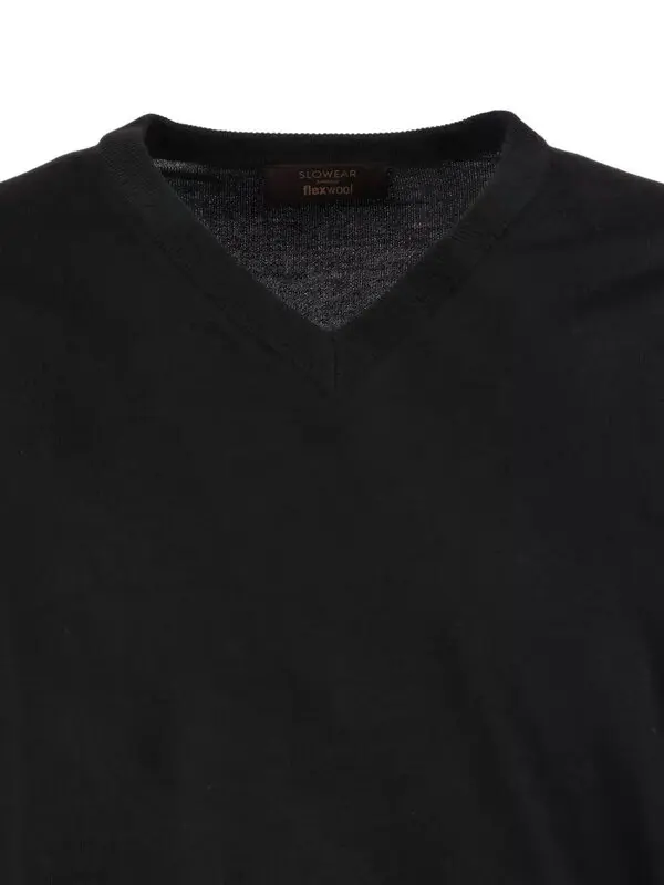 ZANONE V-neck Fine Knit Sweater - Black