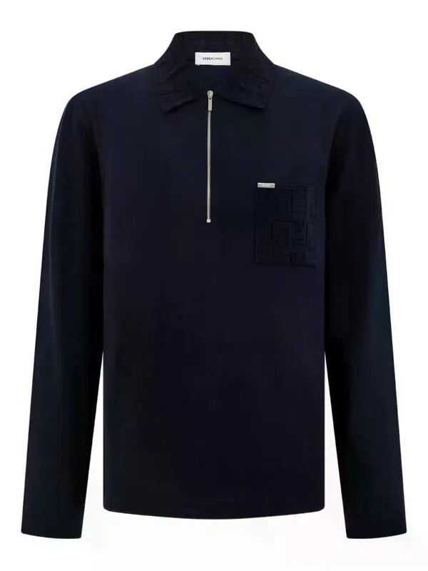 FERRAGAMO Zip Long-sleeved Polo Shirt