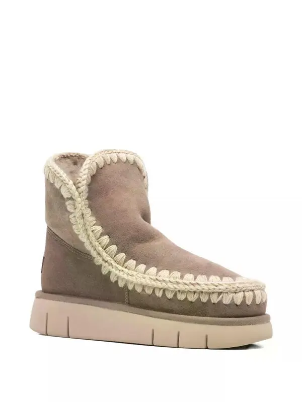 Mou 18 Double Face Sheepskin Ankle Boots With Platform Sole - Neutrals