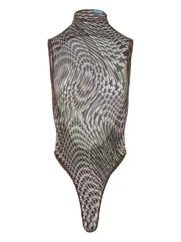 MUGLER Patterned High-neck Bodysuit