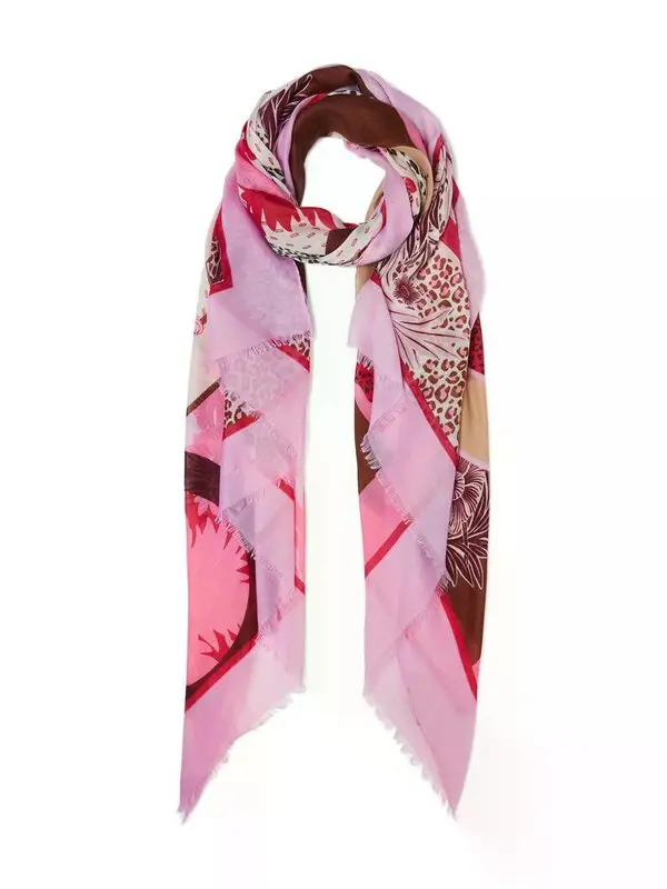 Liu Jo Fringed Printed Scarf - Pink