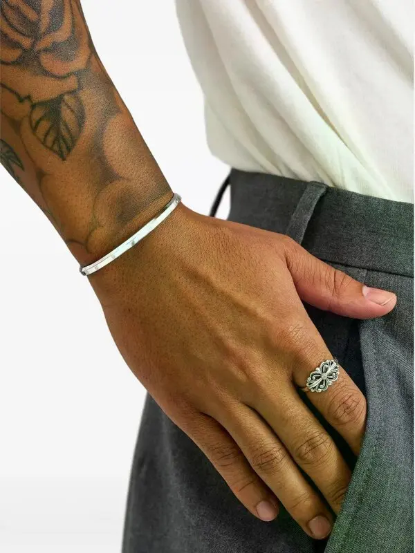 NIALAYA JEWELRY Fleur De Lis Open Cuff - Silver
