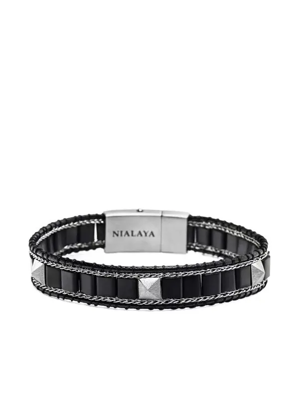 NIALAYA JEWELRY Stud Onyx Bracelet - Black