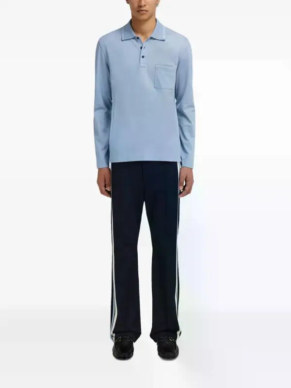 FERRAGAMO Long Sleeved Polo Shirt - Blue