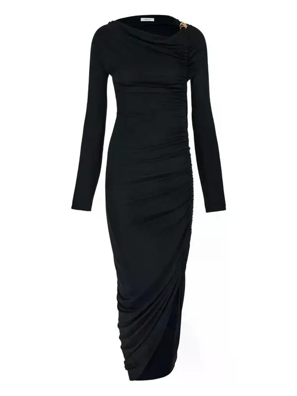 FERRAGAMO Boat Neck Ruched Jersey Crepe Dress