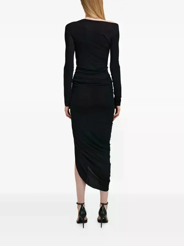 FERRAGAMO Boat Neck Ruched Jersey Crepe Dress